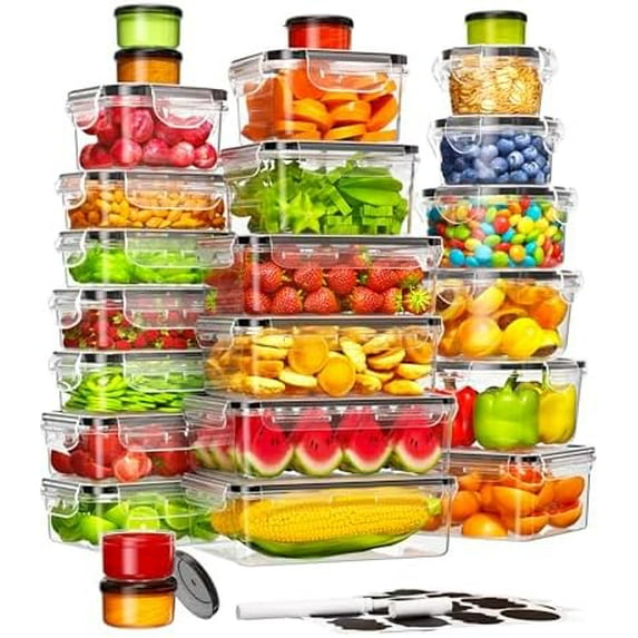 40 Piece Food Storage Containers with Lids(20 Containers & 20 Lids), BPA-Free Plastic Food ...