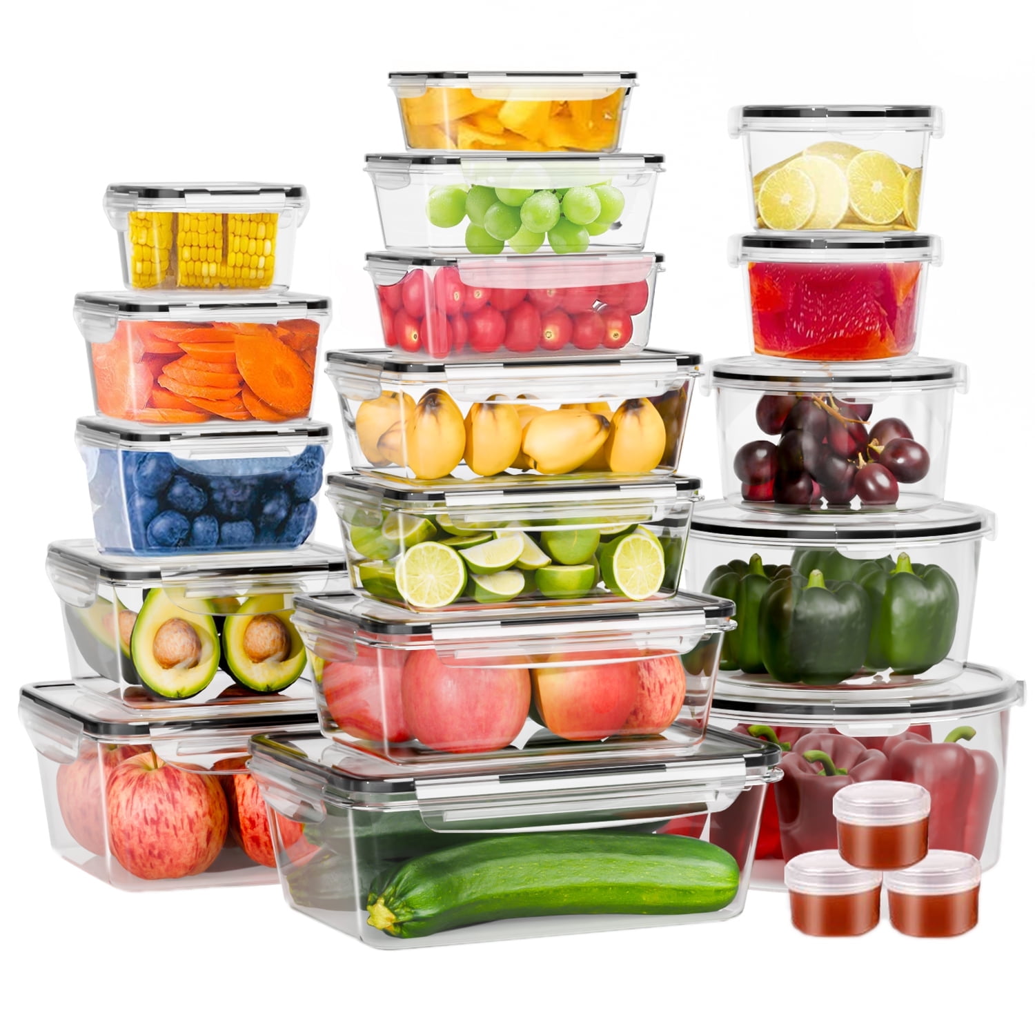 TINANA Food Storage Containers with Airtight Lids: 44 PCS Large Kitchen ...