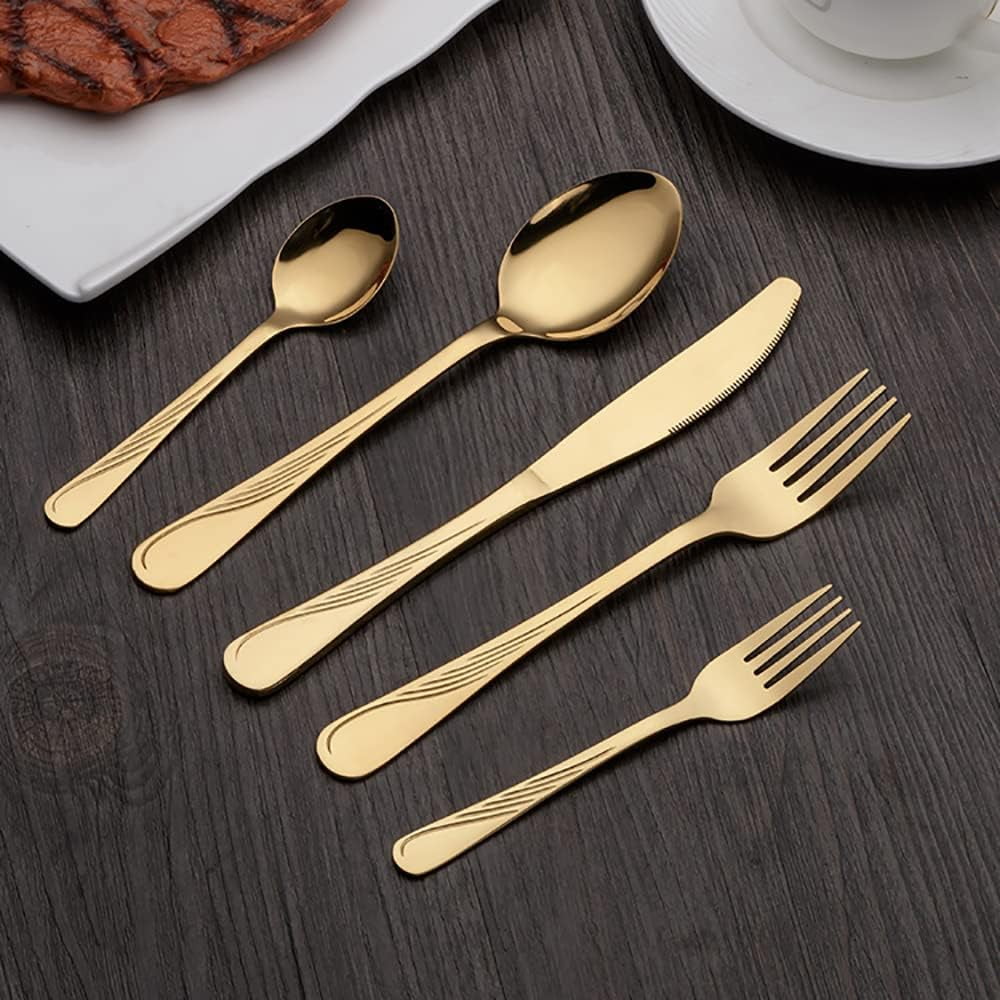 40-Piece Gold Silverware Set for 8 , Modern Flatware Utensil Cutlery ...