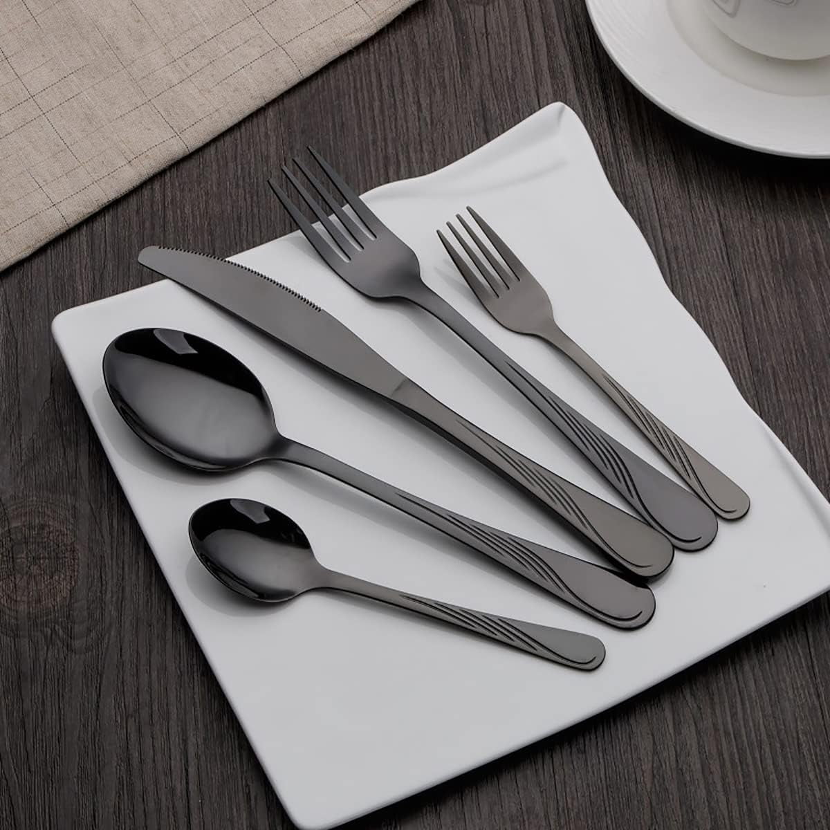 40-Piece Gold Silverware Set for 8 , Modern Flatware Utensil Cutlery ...