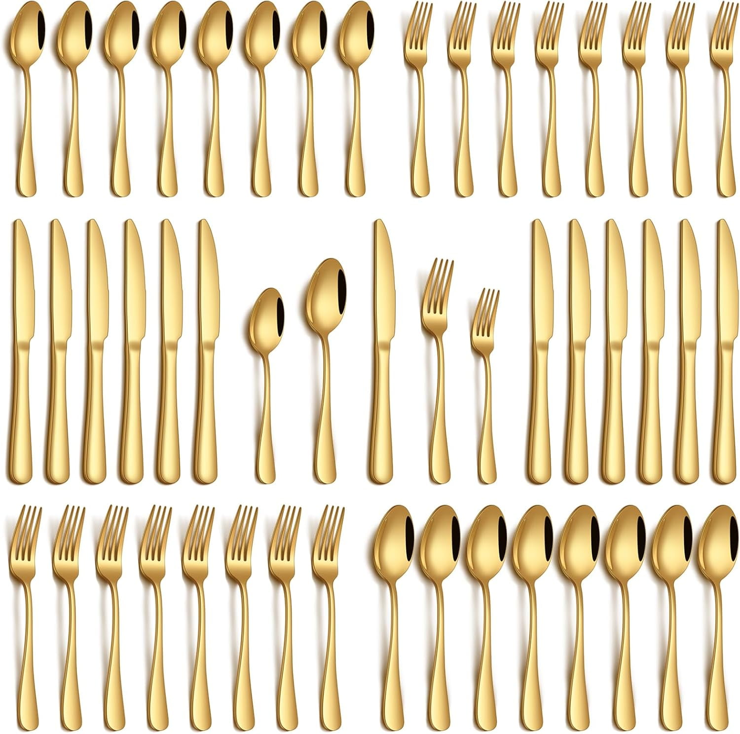 40 Piece Gold Silverware Utensils Collection, Premium Stainless Steel ...