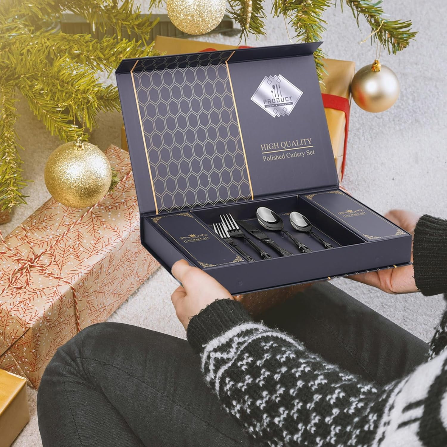 40 Piece Gorgeous Retro Royal Black Silverware Set for 8 - Walmart.com