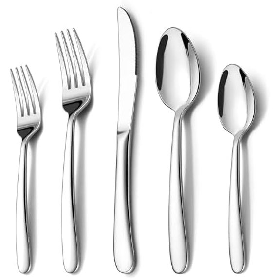 40 Piece Heavy Duty Silverware, Flatware Set for 8, Stainless Steel ...