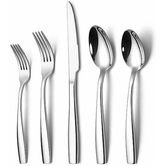 40 Piece Heavy Duty Silverware Set, Stainless Steel Flatware Cutlery ...