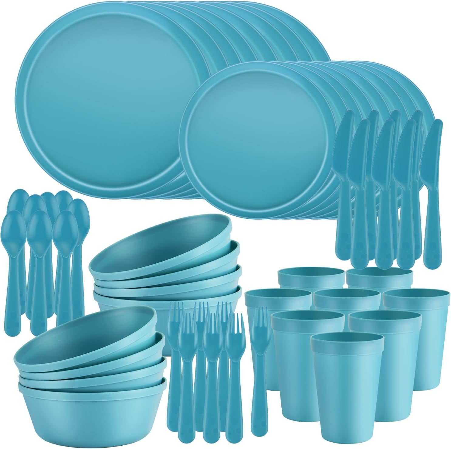 40-Piece Kitchen Plastic Dinnerware Set，Modern Dish Set for Apartment ...