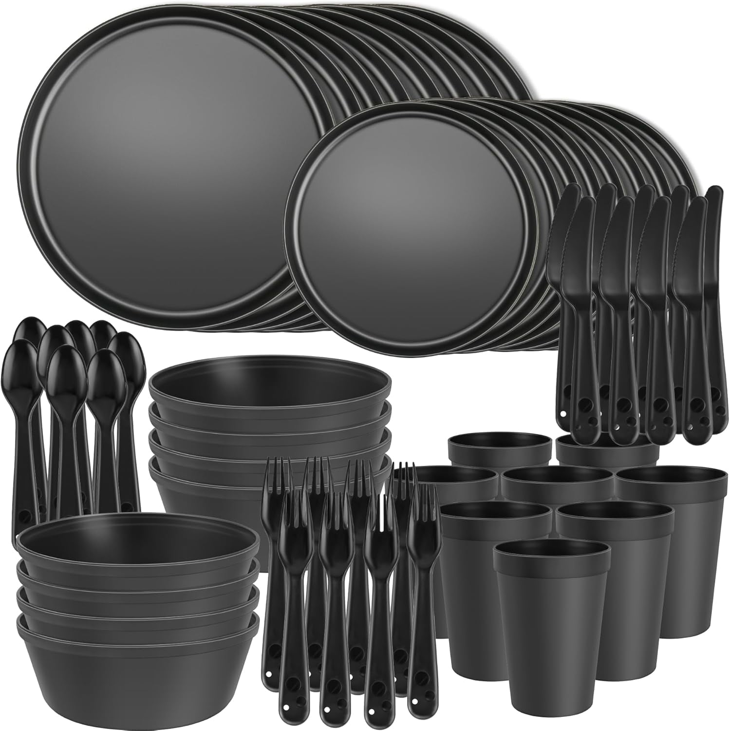 40-Piece Kitchen Plastic Dinnerware Set，Modern Dish Set for Apartment ...