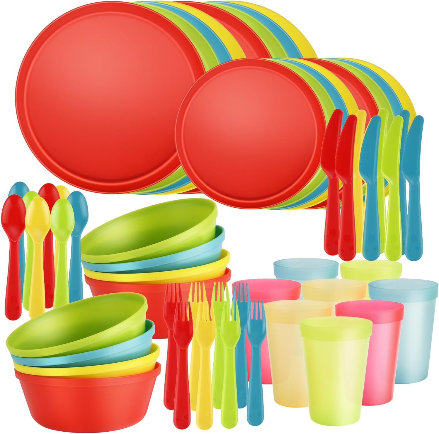 40-Piece Kitchen Plastic Dinnerware Set，Modern Dish Set for Apartment ...