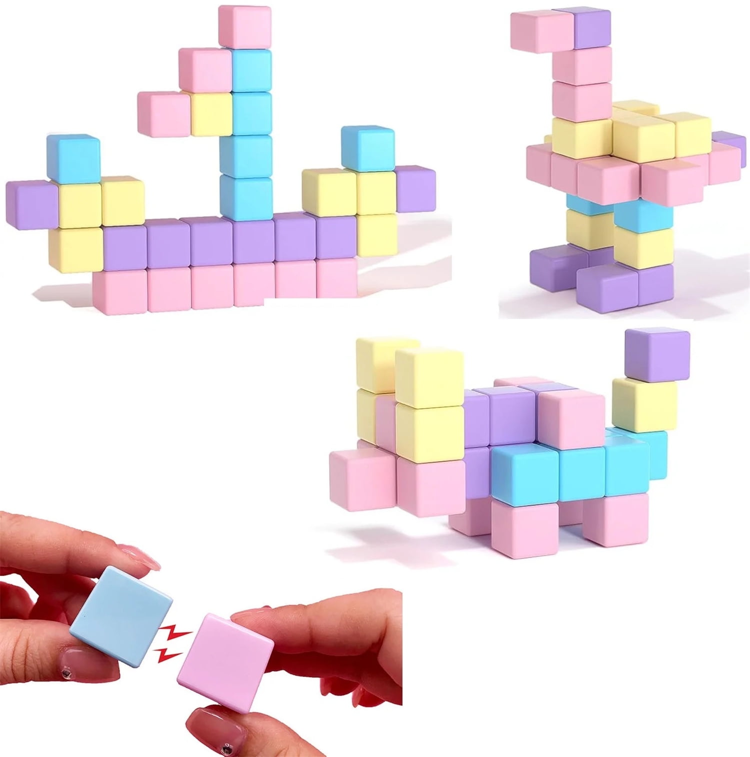 40 Piece Magnetic Blocks for Toddlers,Happon 0.8inch Magnetic Building Blocks, 3D Magnetic Cubes ...