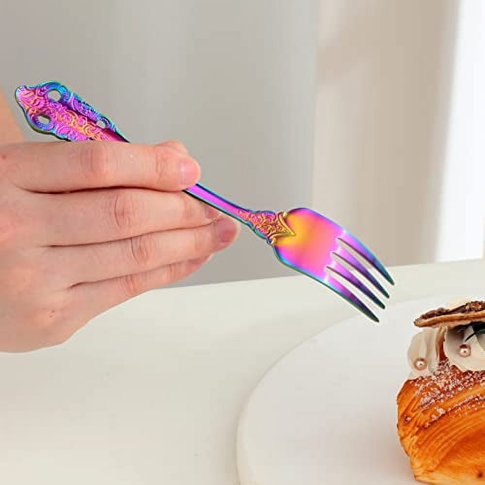 40-Piece Matte Rainbow Silverware Set Stainless Steel Flatware Set for ...