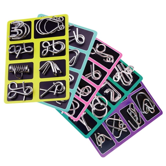 40-Piece Metal Brain Teaser Puzzle Rings, interlocking Wire ...