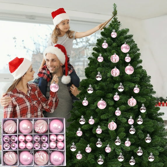 40-Piece Pink Christmas Ornament Set | Creative Color Paint Design ...