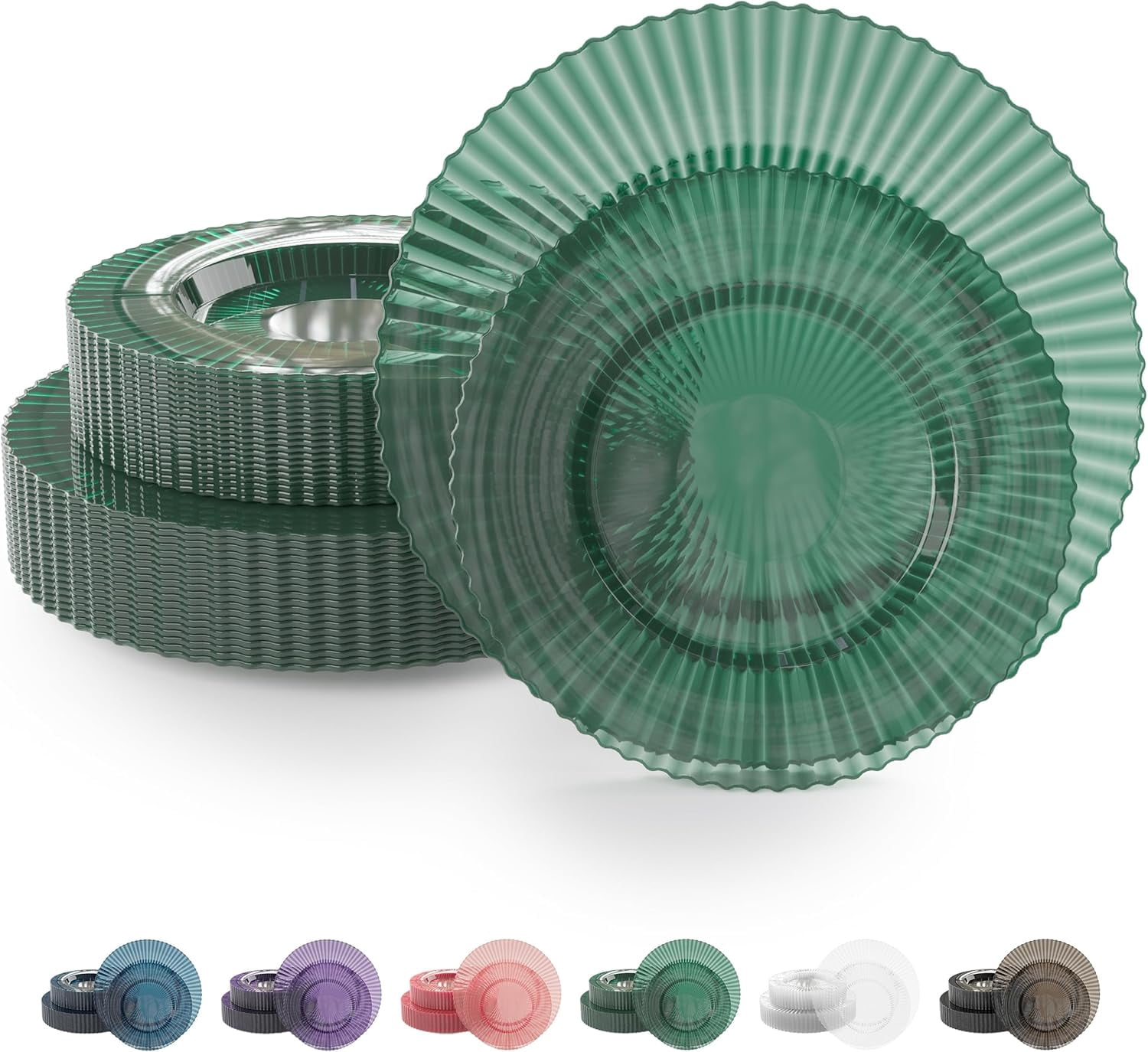 40 Piece Plastic Disposable Plates Set For 20 Guests I 20 X 9 Inch & 20 ...
