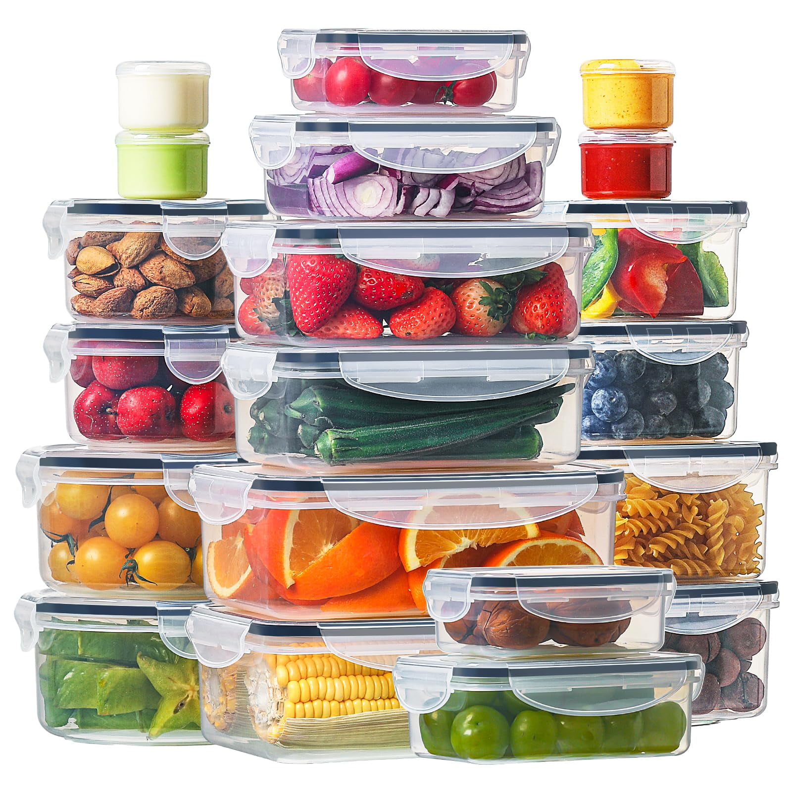 40-Piece Plastic Food Storage Containers Set, 20 Lids 20 Containers ...