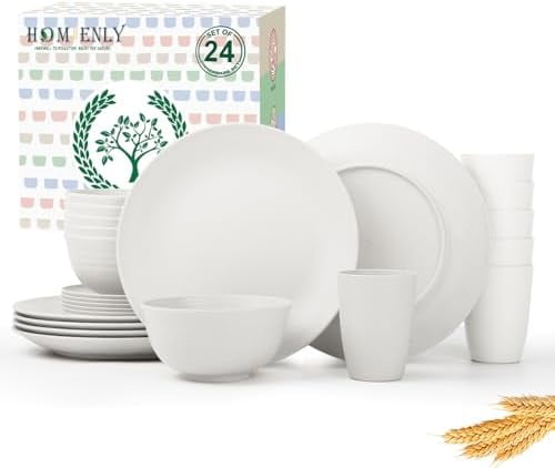 40-Piece Premium Wheat Straw Dinnerware Sets, Service for 8 ...