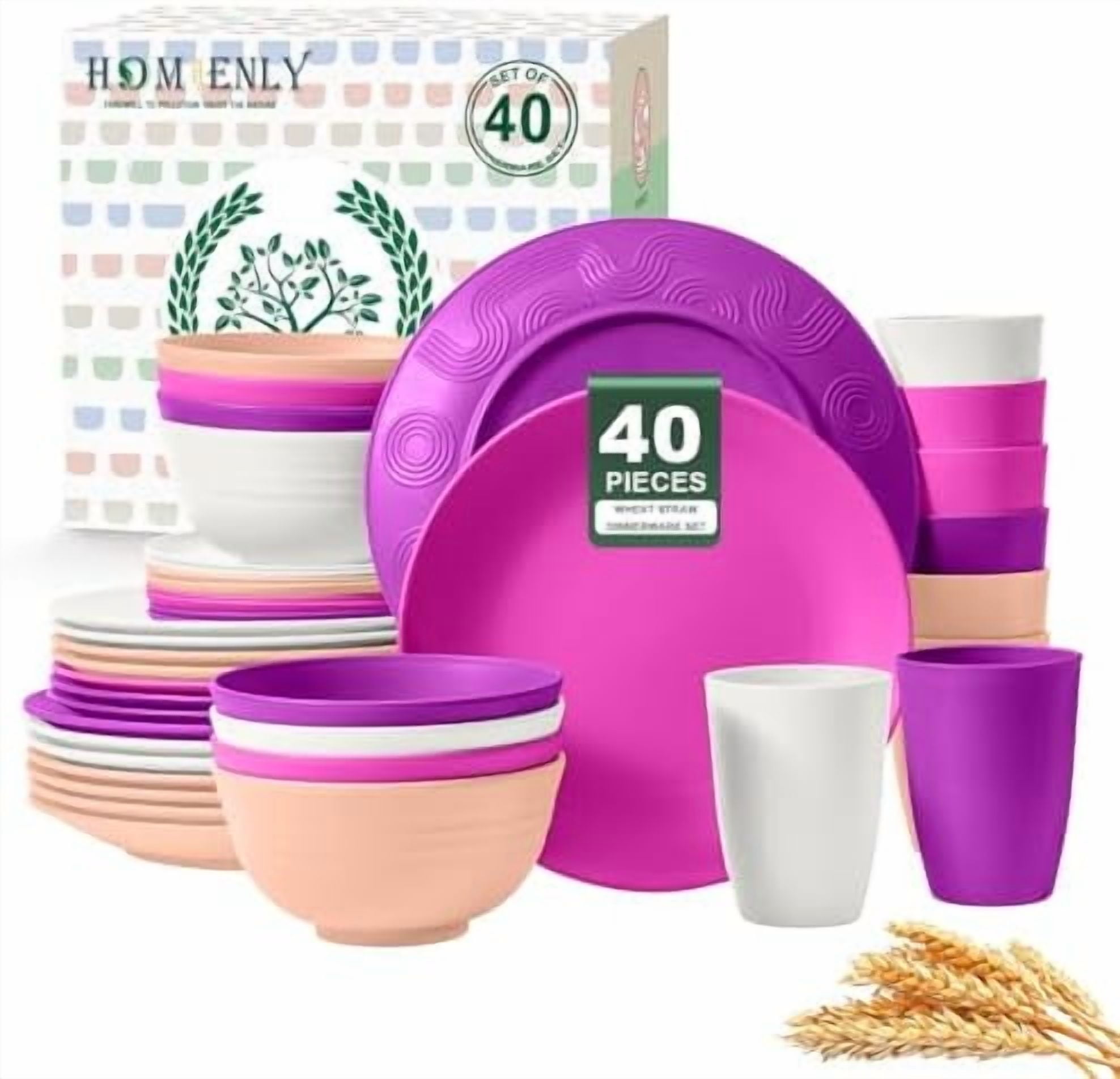 40-Piece Premium Wheat Straw Dinnerware Sets, Service for 8 ...