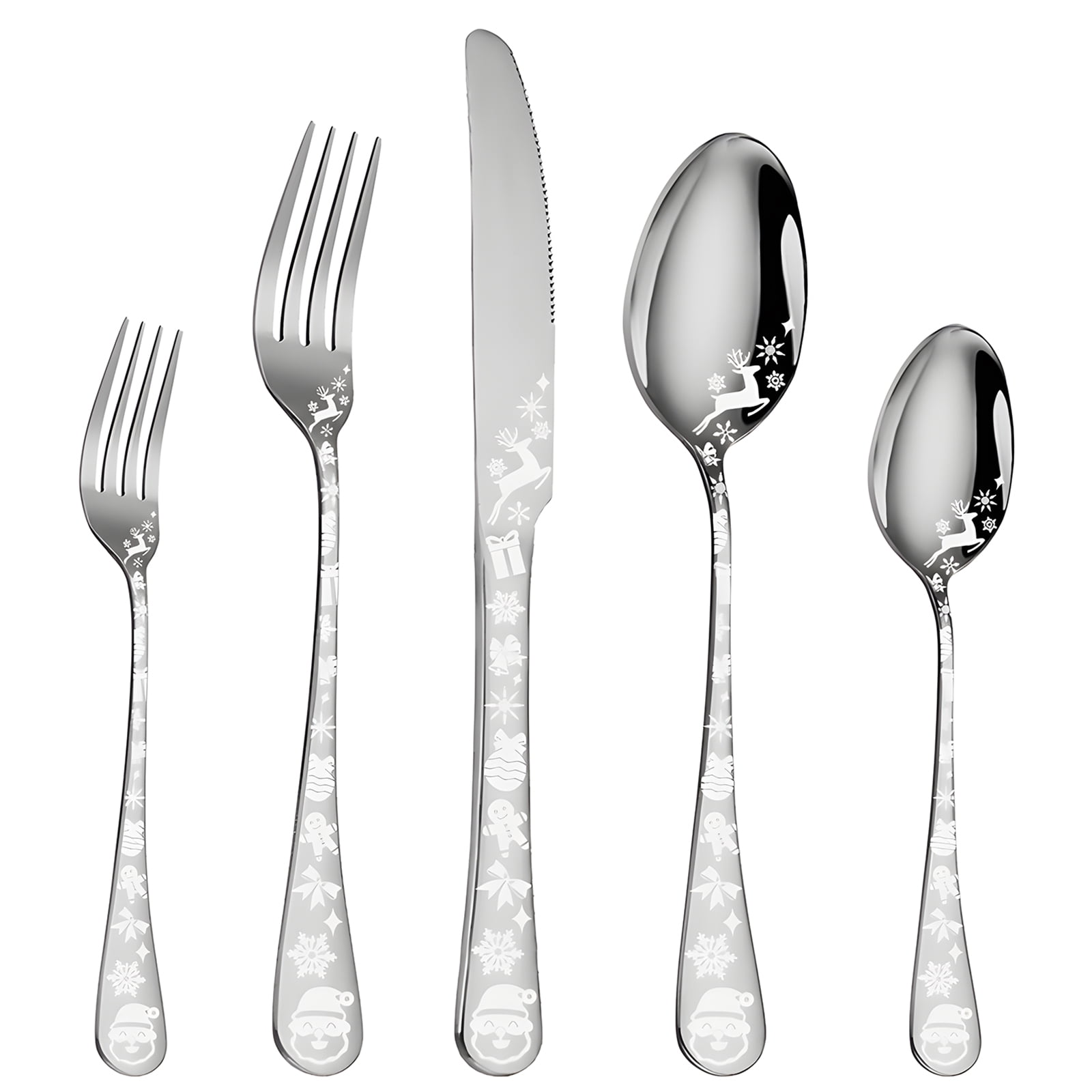40-Piece Silverware Set Service for 5 Stainless Steel Flatware Cutlery ...