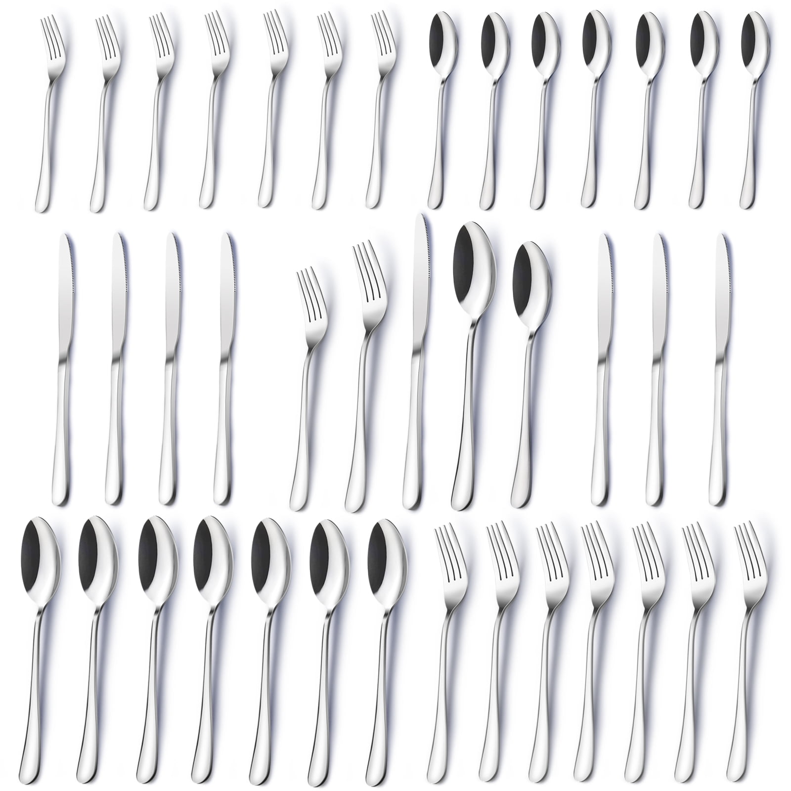 40-Piece Silverware Set, Stainless Steel Flatware Set Service for 8 ...