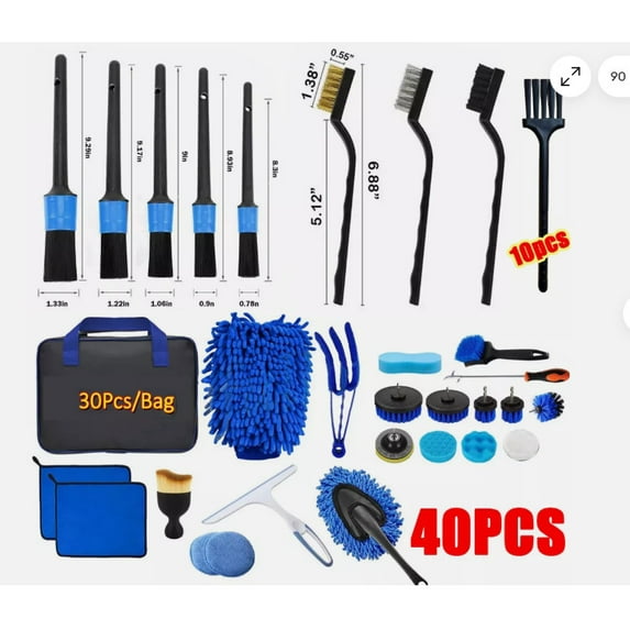 40-Piece Ultimate Car Cleaning Kit, Time-Saving Detailing Brush Set for ...