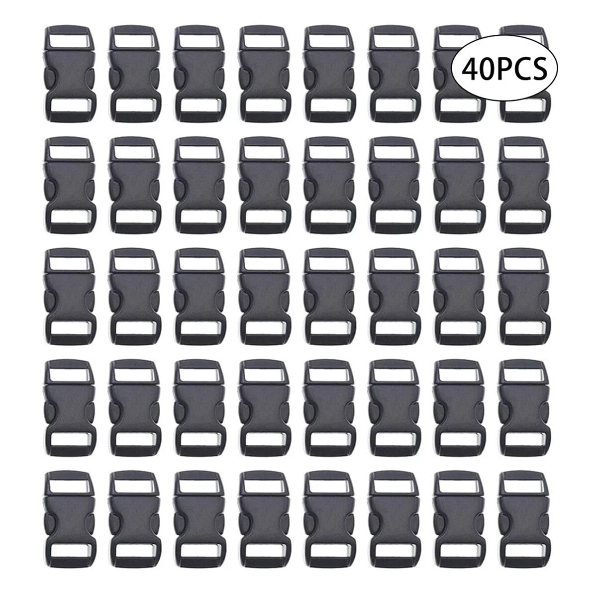 40 Pieces 10mm(3/8") Side Release Plastic Buckles, Black Click Buckle ...