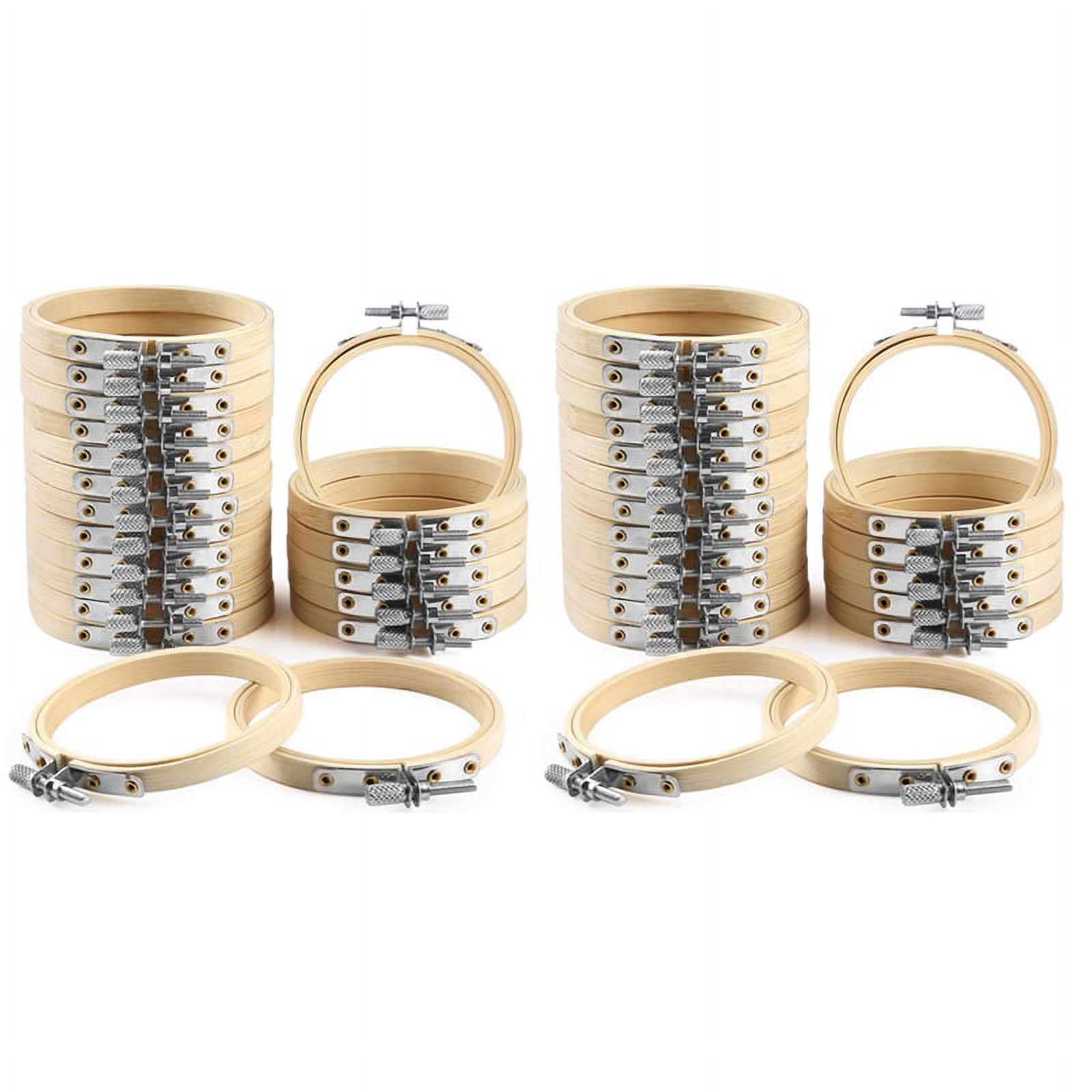 40 Pieces 3 Inch Bamboo Embroidery Hoops Round Wooden Circle Cross Hoop ...