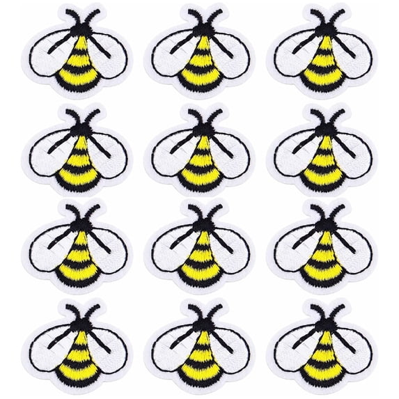 40 Pieces Bee Embroidered Patches Honey Bee Iron On Embroidery for Bags ...