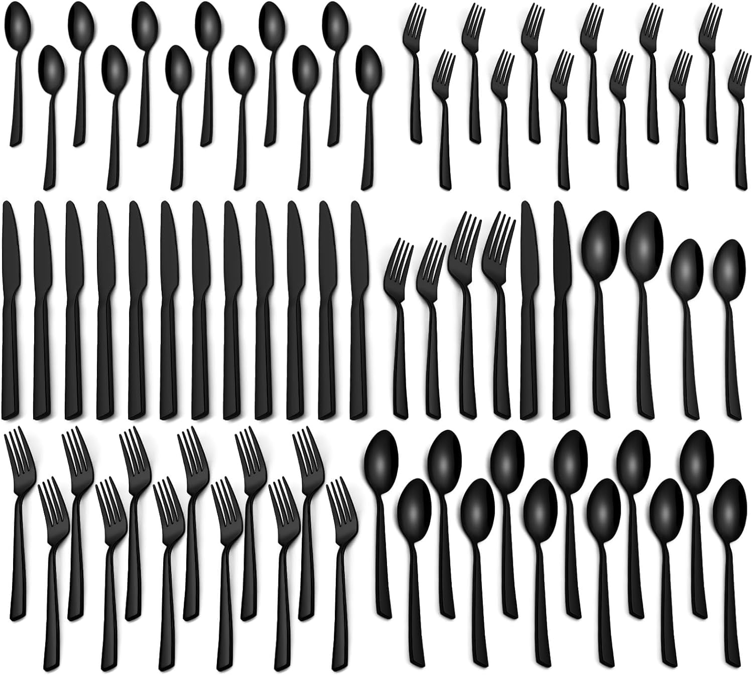 40 Pieces Black Silverware Set,Premium Stainless Steel Flatware Set For ...