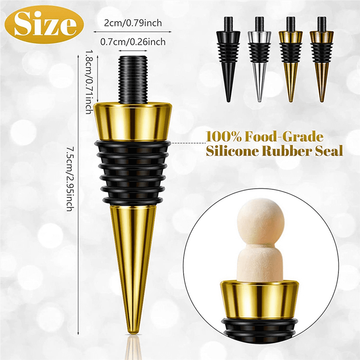 40 Pieces Blank Bottle Stopper with Threaded Post Metal Wine Stopper ...