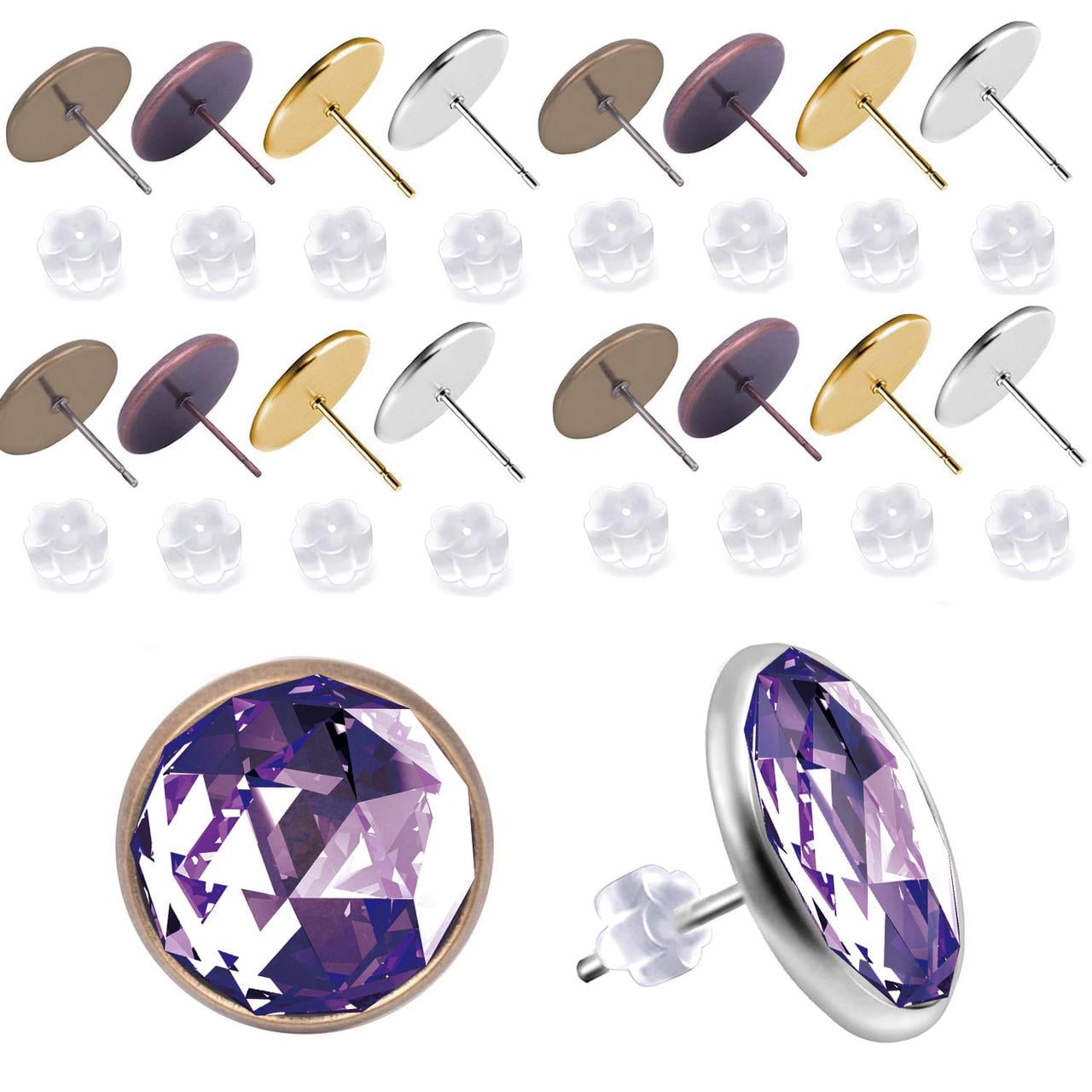 40 Pieces Cabochon Earring Settings with 40 Pices Rubber Backs ...