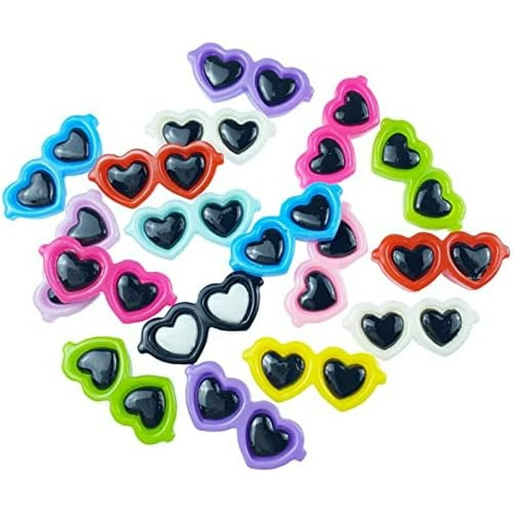 40 Pieces Colorful Cartoon Mini Heart Sunglasses Flatback Resin No Hole ...