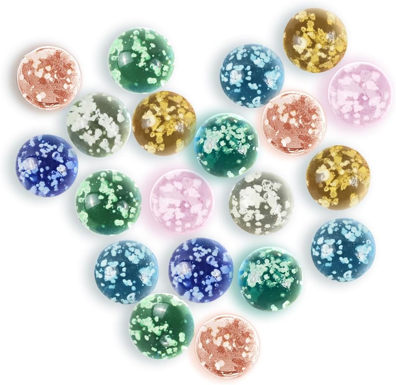 40 Pieces Colorful Glass Marbles,Happon Glow in The Dark Marbles Multi ...