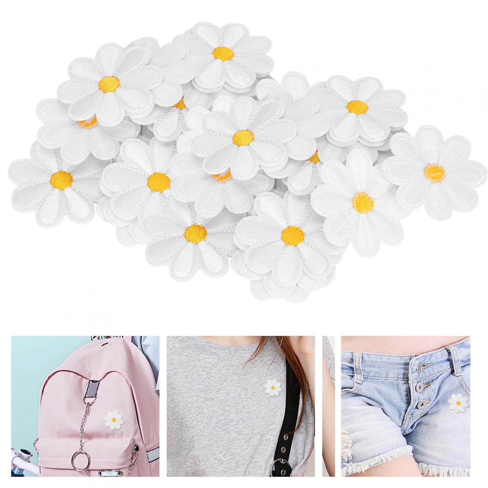 40 Pieces Daisy Embroidery Patch, White Daisy Flower Iron On Applique ...