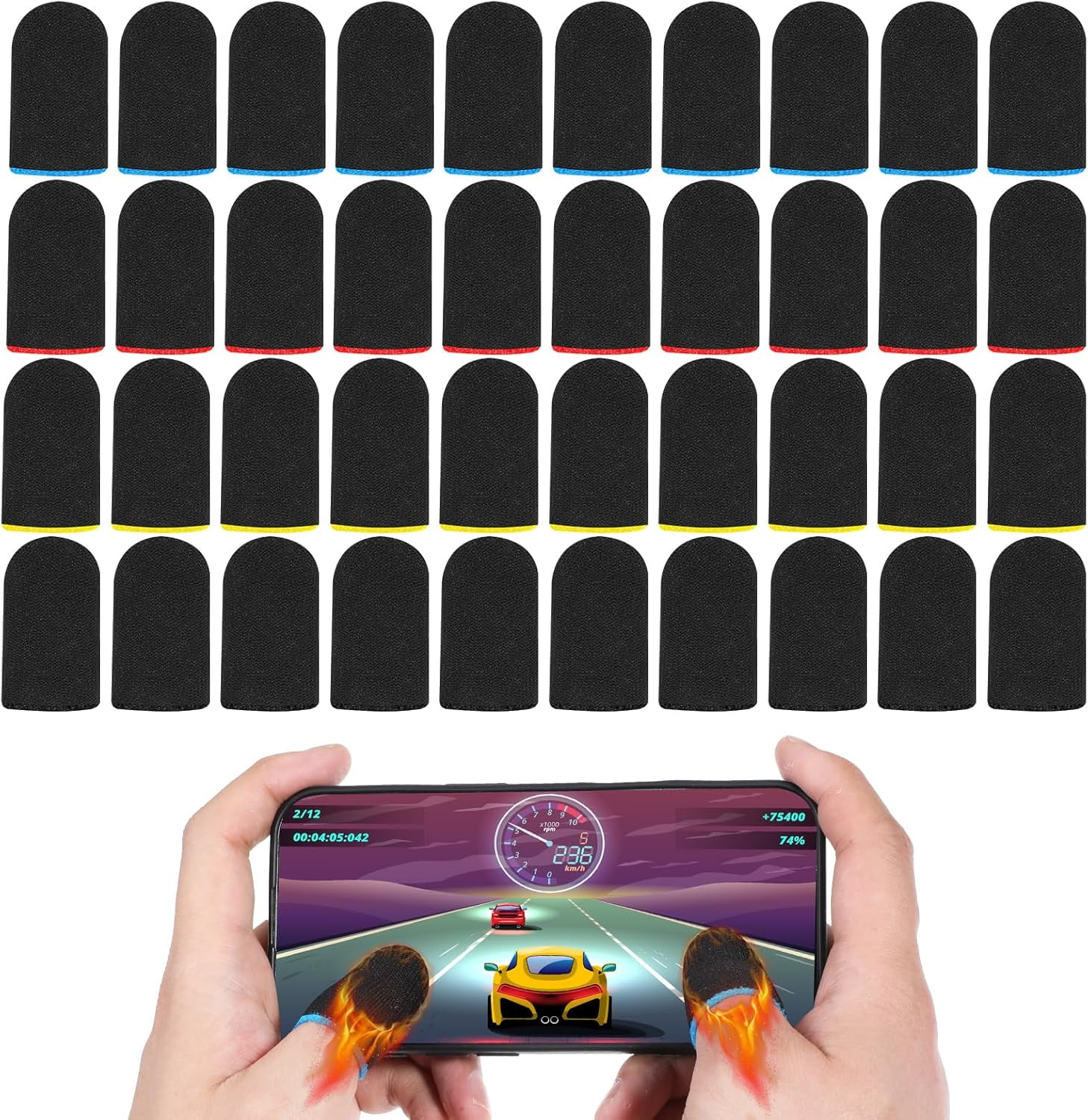 40 Pieces Gaming Thumb Sleeve, 4 Colors Mobile Phone Gaming Finger ...