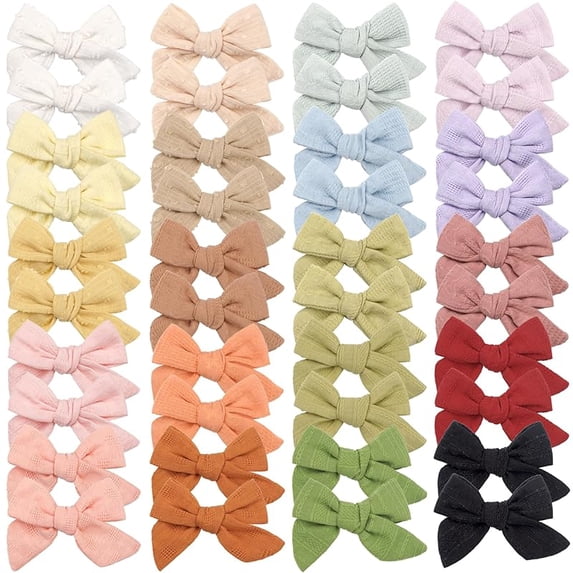 40 Pieces Girls Hair Bows Linen Fabric Bows Alligator Clips Hair ...