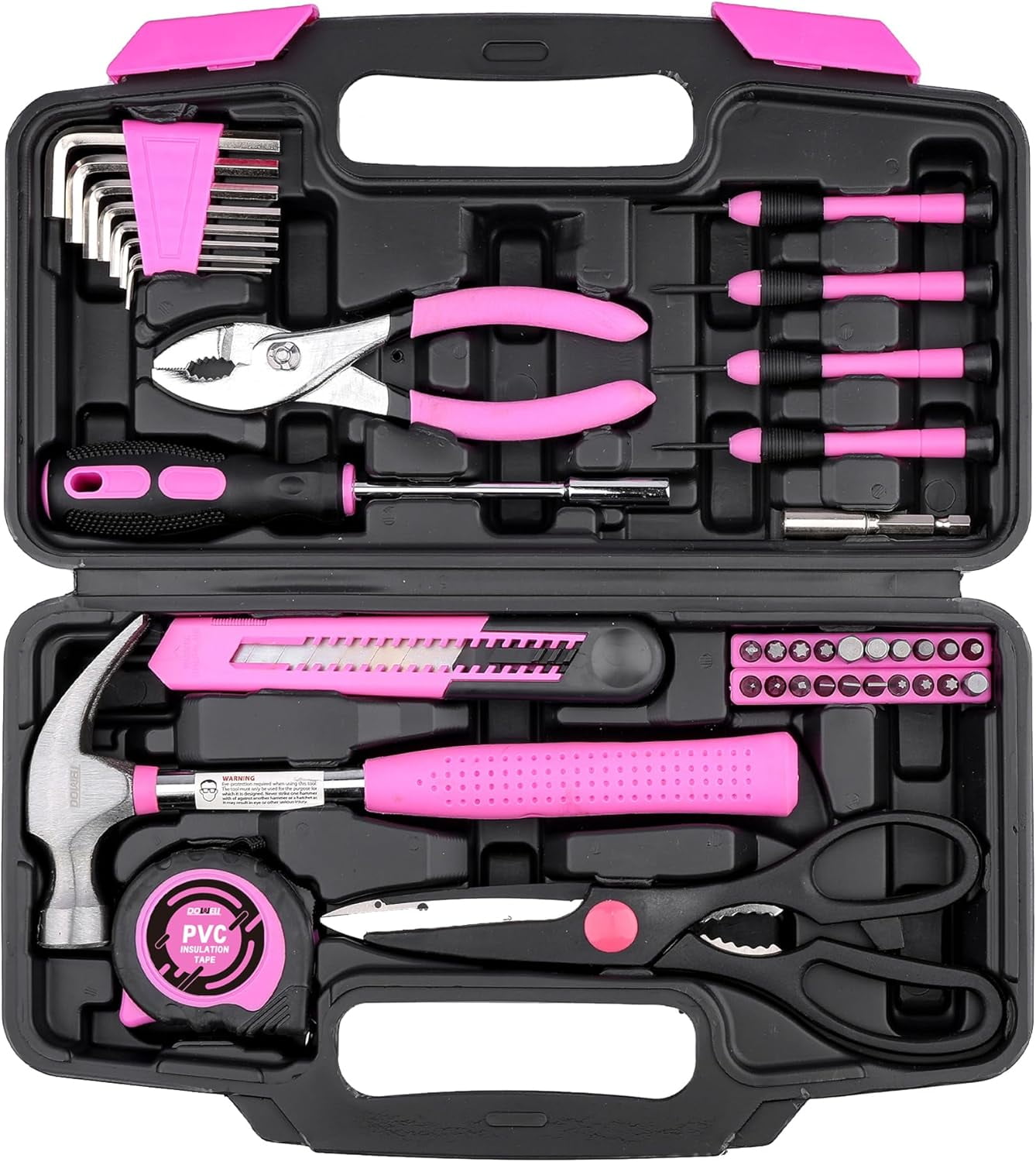 40 Pieces Home Tool Set Pink, General Household Hand Tool Kit with ...