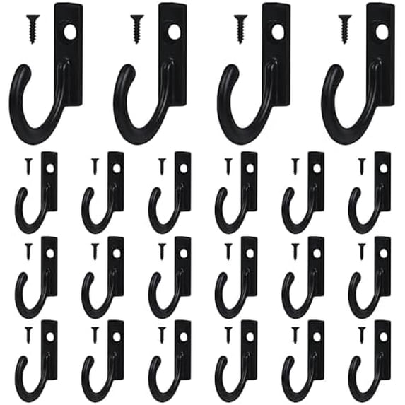 40 Pieces Key Hooks Black Small Hooks Wall Mounted Single Hook for ...