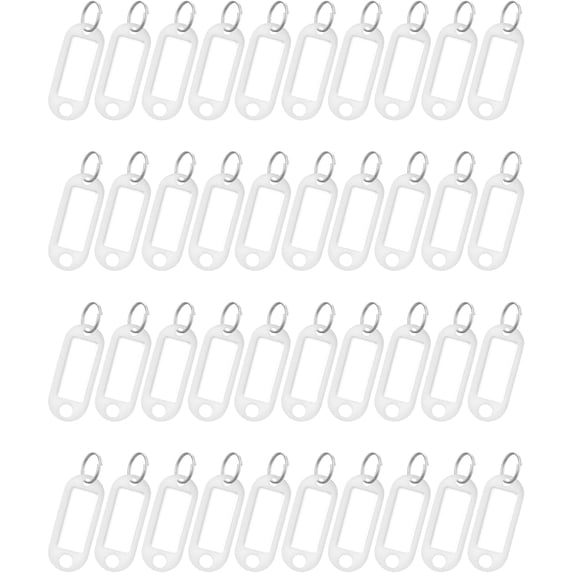40 Pieces Key Tags 2 Inch Soft Plastic Key Chain Tags with Blank Paper ...