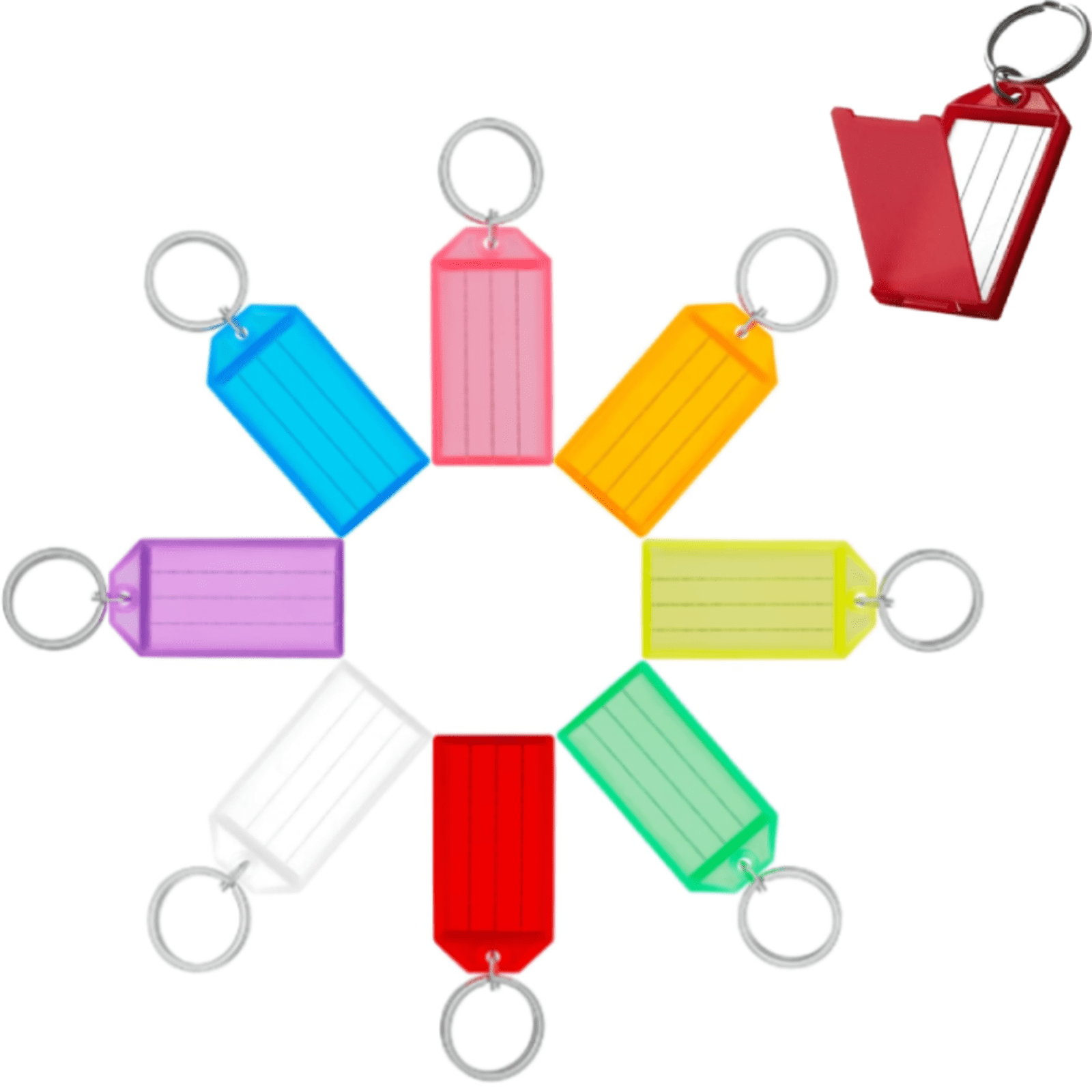 40 Pieces Key Tags 5 cm Plastic Key Chain Tags with Ruled Blank Paper ...