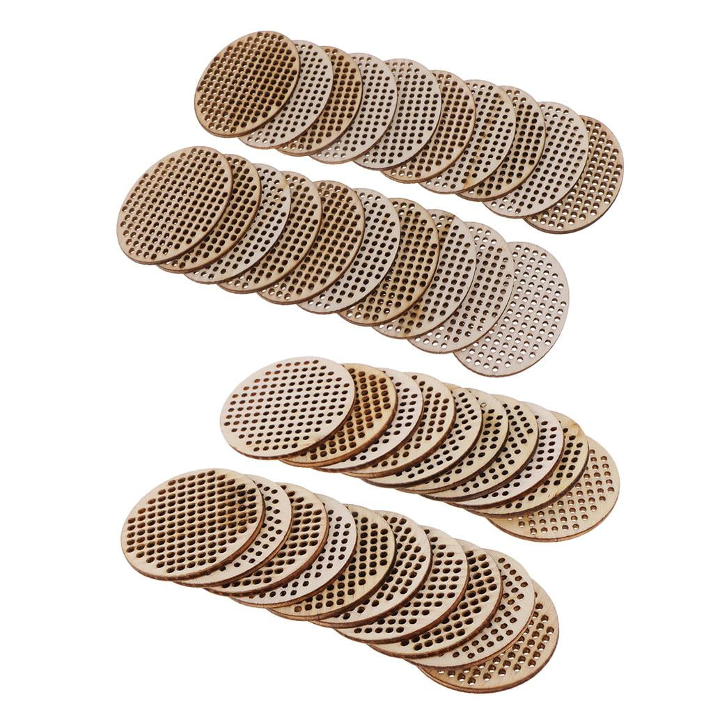 40 Pieces Natural Wood Shapes Pendant Plaque Tags for Counted stitch ...