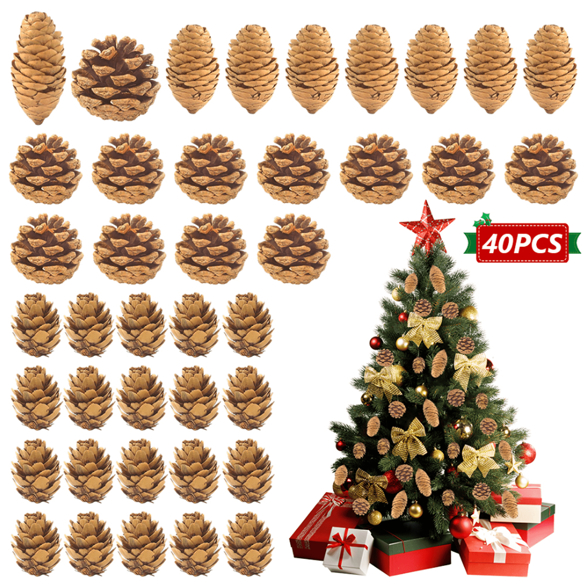 40 Pieces Pine Cones for Christmas Tree, Pine Cones Decorations Frosted ...
