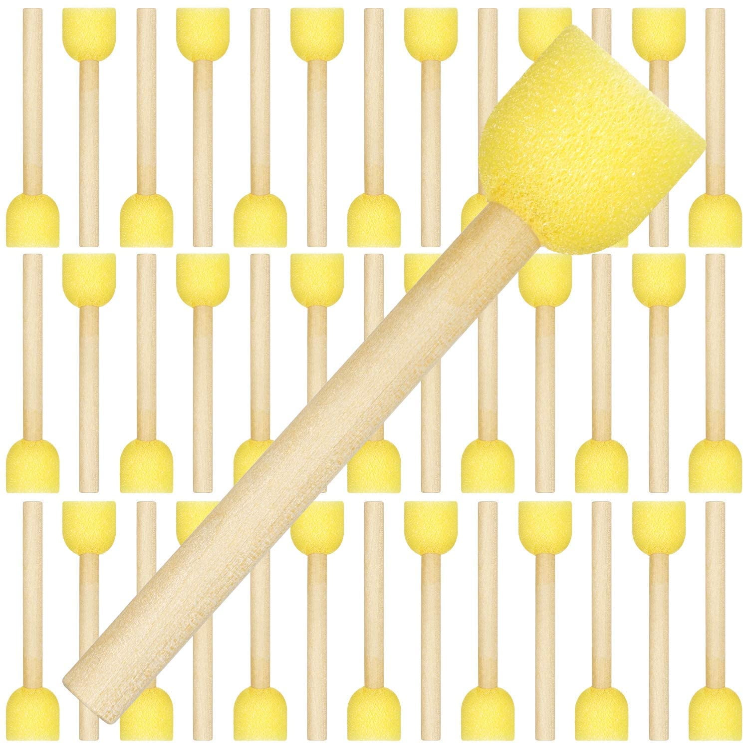 40 Pieces Round Sponge Foam Brush Set Paint Sponge Brush Wooden Handle Foam Brush Sponge ...