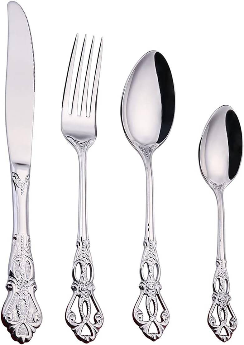 40 Pieces Stainless Steel Flatware Cutlery Set Service for 10 | Quality Cutlery Set with Steak ...