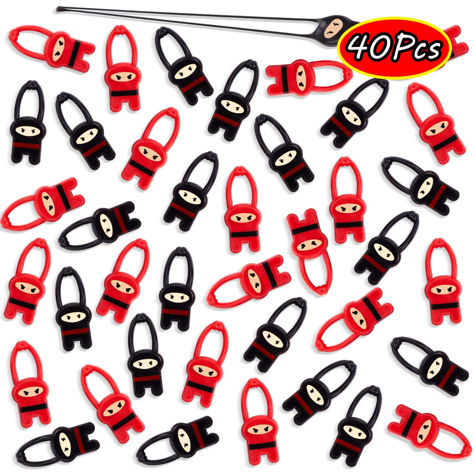 40 Pieces Stretchy Flying Slingshot Ninja Toys Stars Slingshots Red and ...
