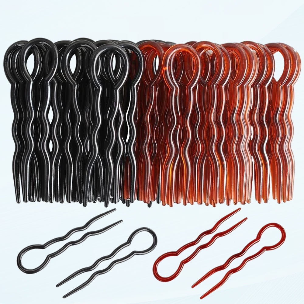 40 Pieces U Shaped Hair Pins, Large Plastic Hair Pins for Buns, Hold ...