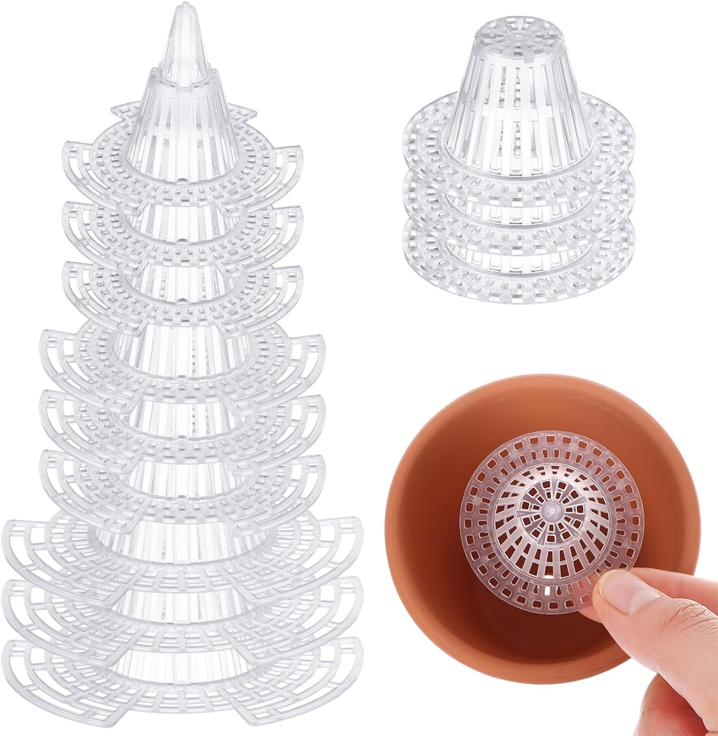 40 Pieces Upgraded Cone Flower Pot Hole Mesh Pad DIY Planter Bottom ...