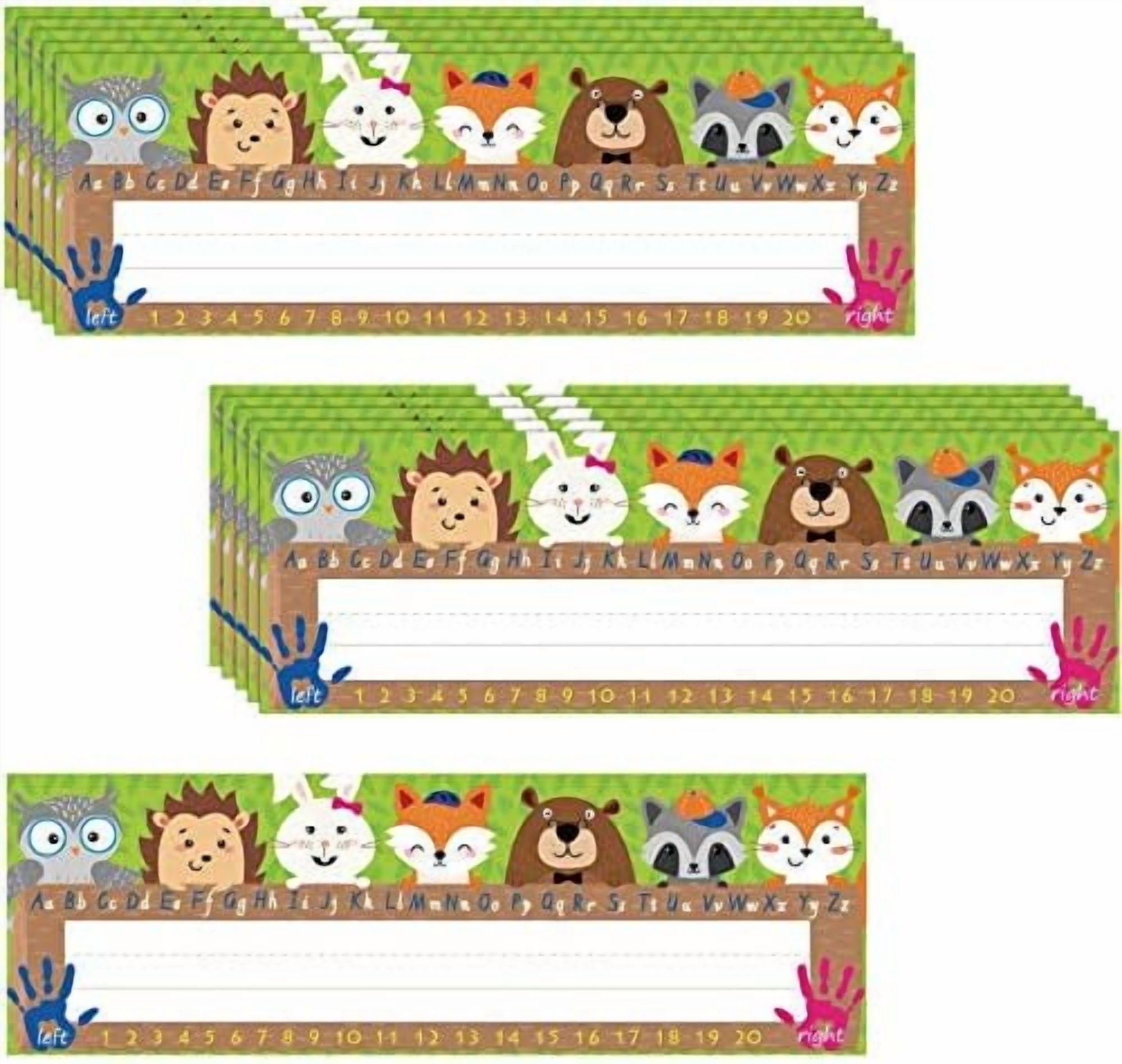 40 Pieces Woodland Friends Name Plate, Traditional Manuscript Flat Left ...
