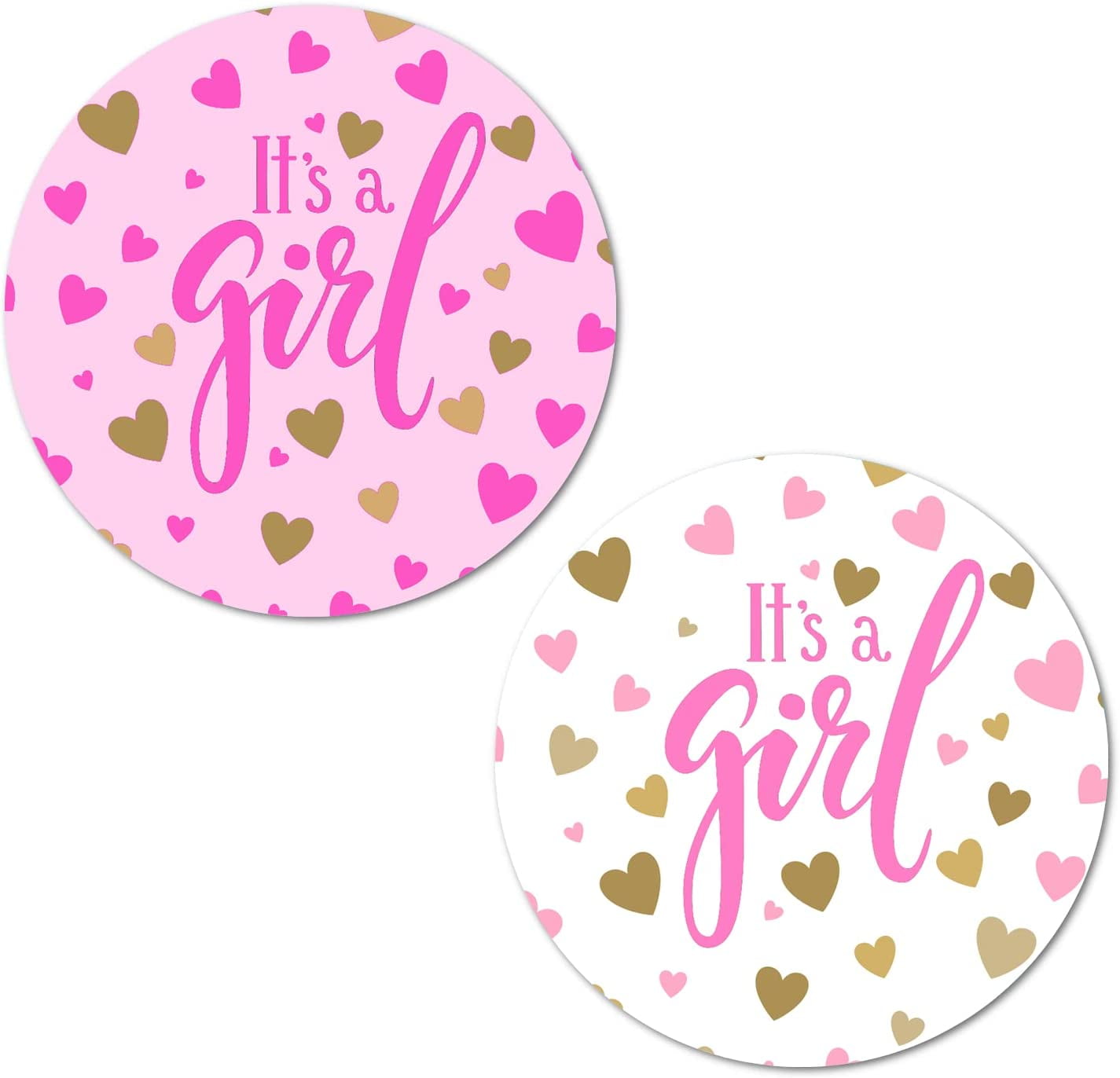 40 Pink It’s a Girl Stickers, 2 Inch Big Round Glossy Labels, Baby ...