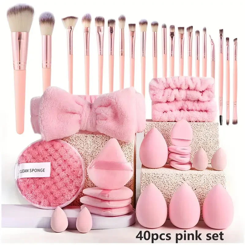 40 Pink Makeup kit Complete Makeup Brush Set, Big set includes Soft ...