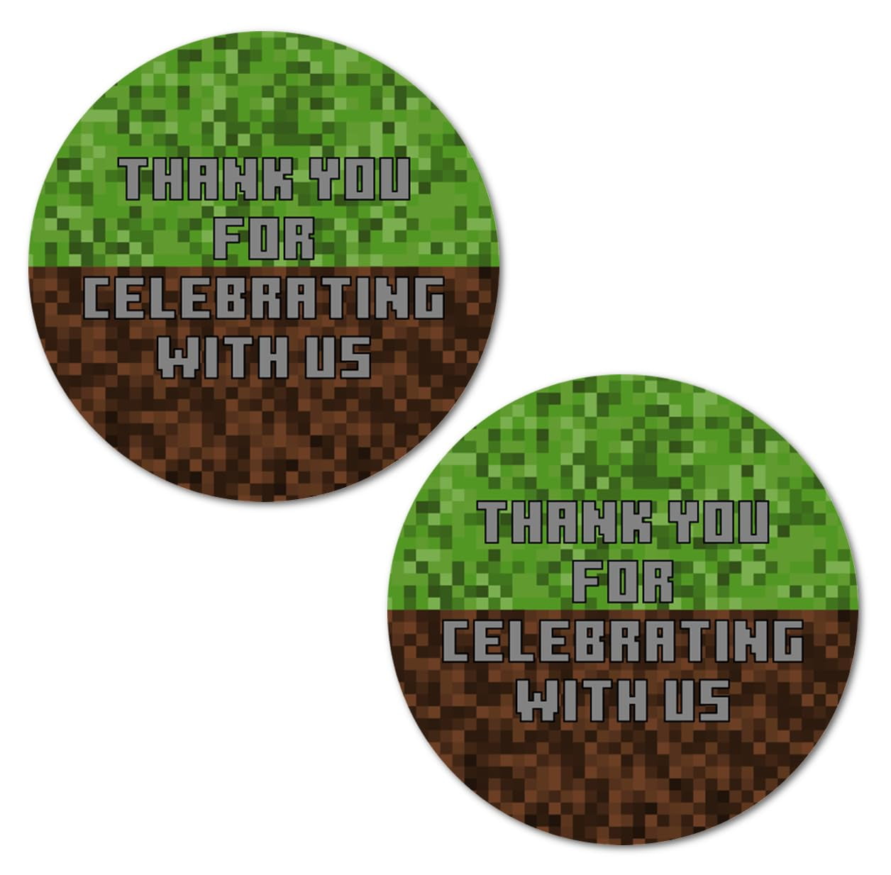 40 Pixel Miner Thank You Labels, 2 Inch Big Round Glossy stickers ...