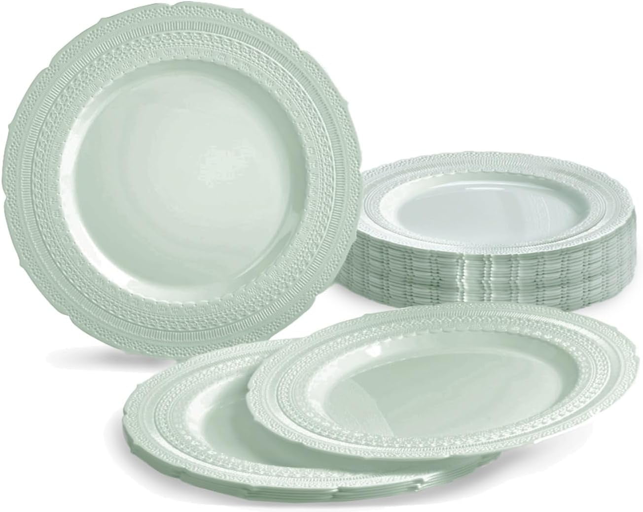 40 Plates Pack, Extra Heavyweight Disposable Vintage Wedding Party ...