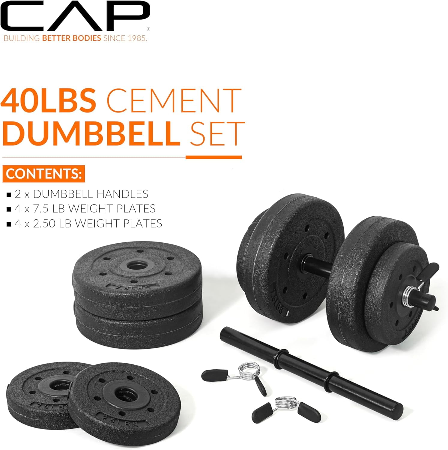 40-Pound Adjustable Cement Set with Vinyl-Coated Weights for Home Gym ...